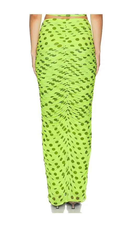 AFRM Josie Ruched Mesh Maxi Skirt - Green