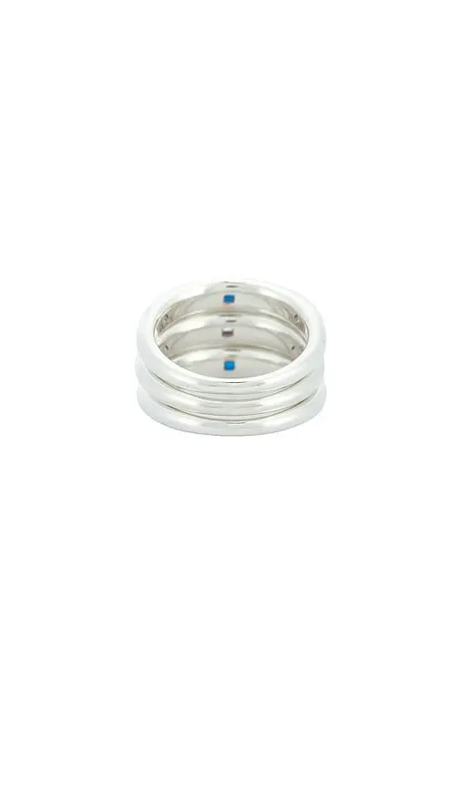 MEGA Gypsy Blue Stacked Ring In Sterling Vermeil - Metallic Silver
