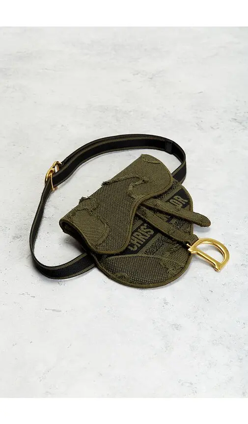 FWRD RENEW Dior Embroidered Camouflage Saddle Belt Bag