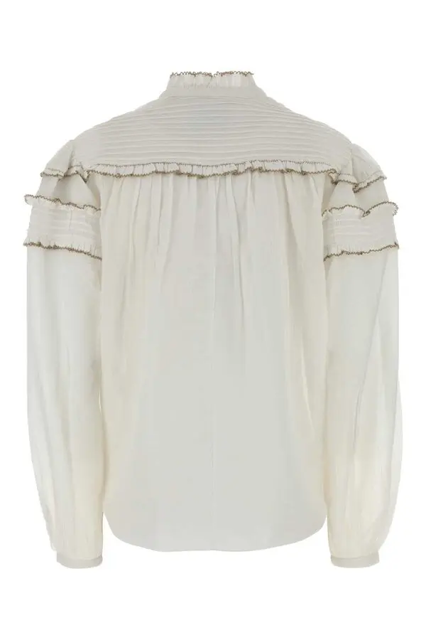 Isabel Marant Étoile Cotton Blend Pleated Blouse - White