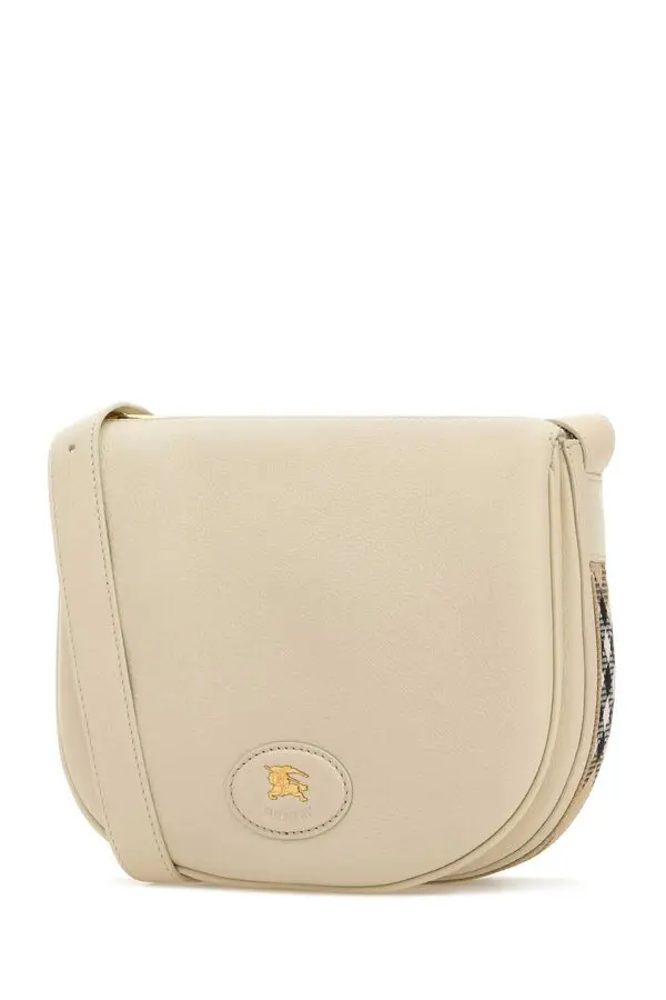 Burberry Leather Crossbody Bag With Golden Metal Finishing - White