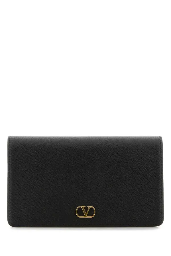 Valentino Garavani Leather Vlogo Signature Clutch - Black