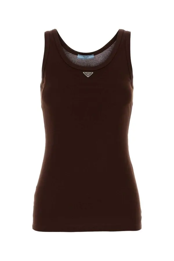Prada Chocolate Cotton Tank Top