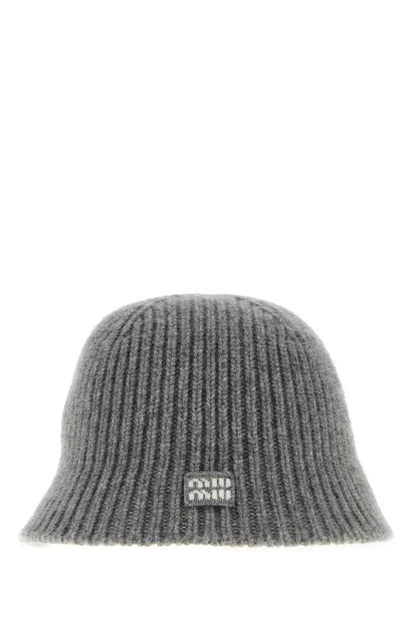 Miu Miu Wool Blend Bucket Hat - Gray