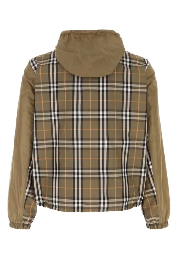 Burberry Nylon Newport Windbreaker With Checked Detailing - Brown