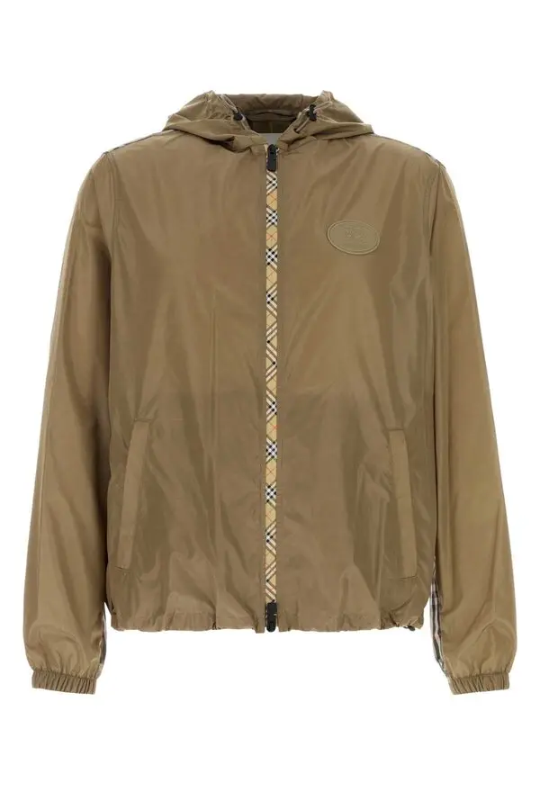 Burberry Nylon Newport Windbreaker With Checked Detailing - Brown