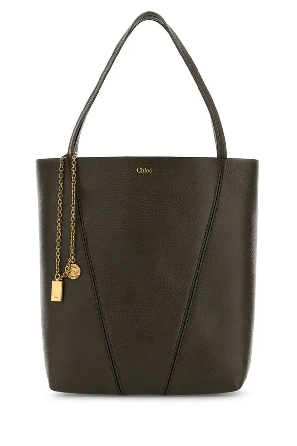 Chloé Calf Leather Spin Shopping Bag - Brown
