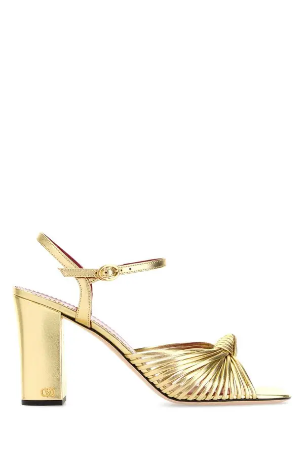 Valentino Garavani Metallic Leather Annet Sandals - Gold