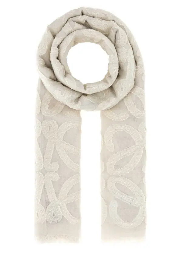 Loewe Ivory Cotton Blend Scarf