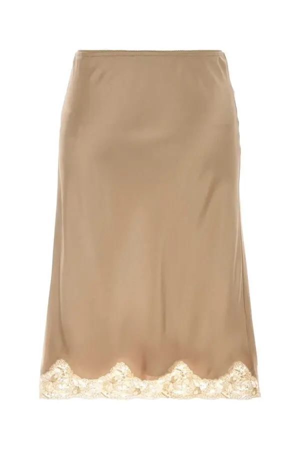 Saint Laurent Beige Satin Skirt