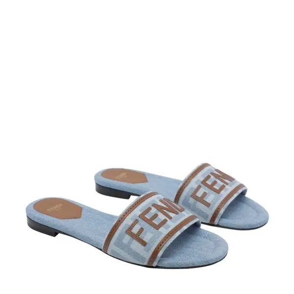 Fendi Sunshine Denim Effect Ff Sandals