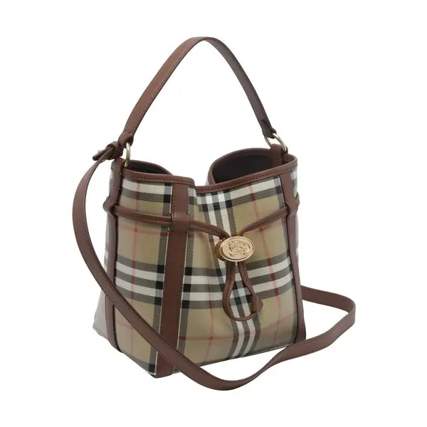 Burberry Check Print Coated Cotton Bucket Bag