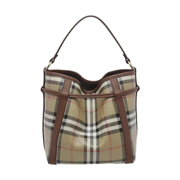 Burberry Check Print Coated Cotton Bucket Bag