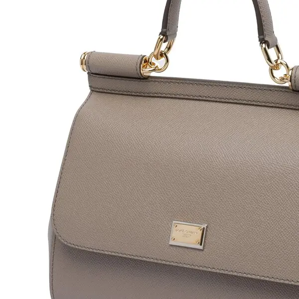 Dolce & Gabbana Calf Leather Top Handle Handbag - Gray