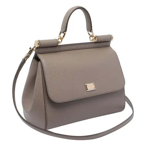 Dolce & Gabbana Calf Leather Top Handle Handbag - Gray