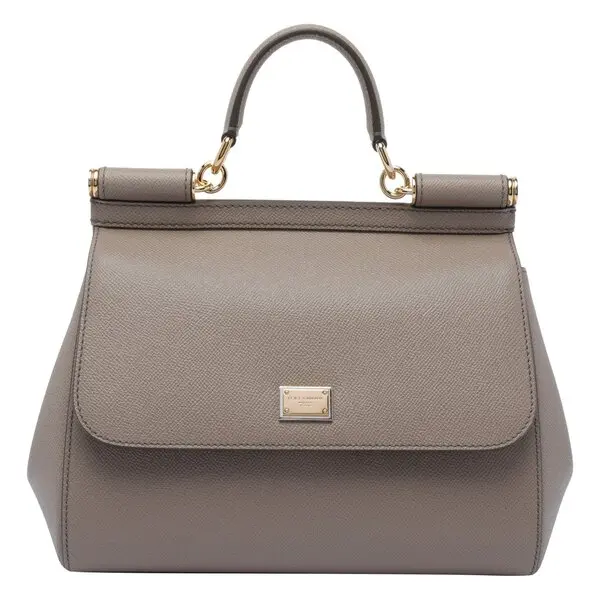 Dolce & Gabbana Calf Leather Top Handle Handbag - Gray
