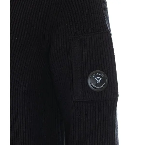 C.P. COMPANY Full Rib Cotton Lens Crew Neck Sweater - Black
