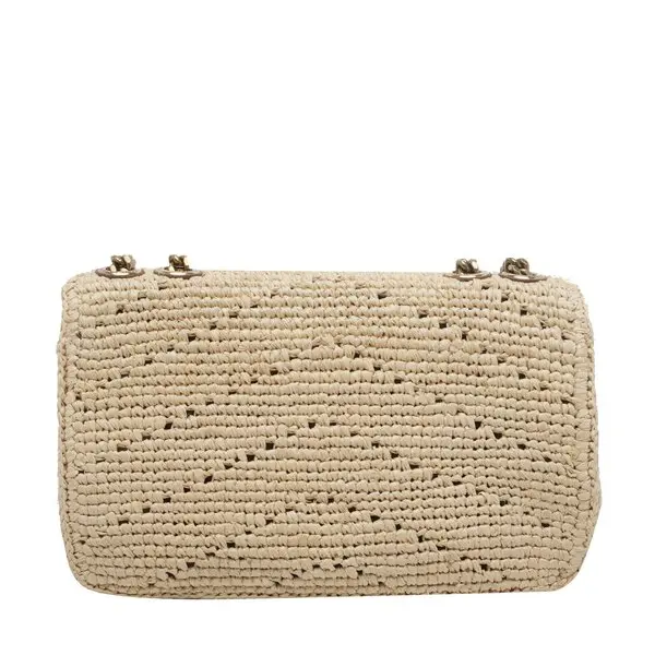 Saint Laurent Small Loulou Raffia Shoulder Bag - Cream