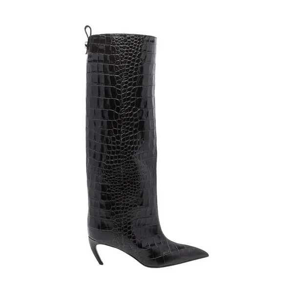 Attico Lea Pump Boots Crocodile Effect Leather - Brown