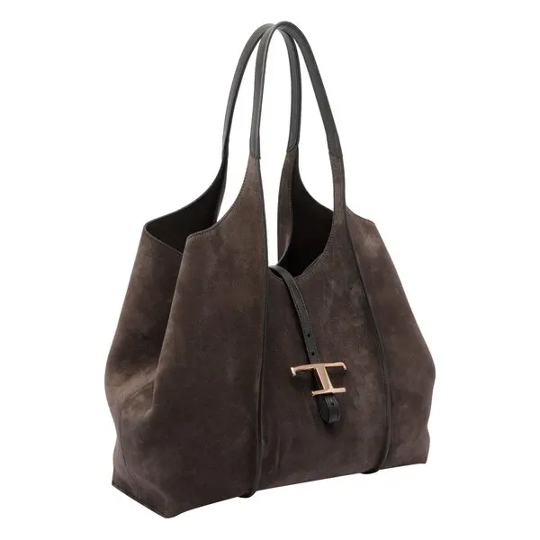 TOD'S Medium T-timeless Suede Shopping Bag - Brown