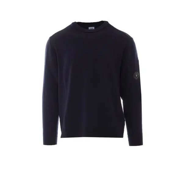 C.P. COMPANY Extrafine Merino Wool Crew Neck Sweater - Blue