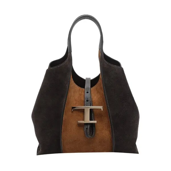 TOD'S Mini Suede T Timeless Shopping Bag - Brown