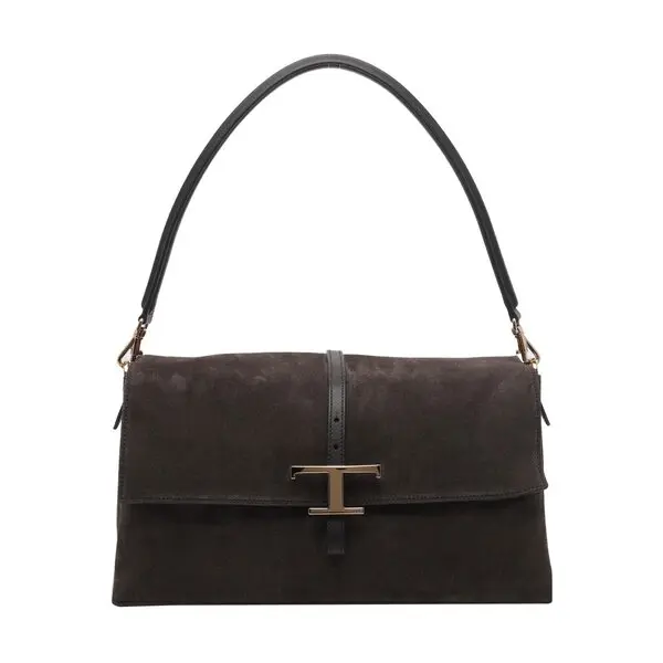 TOD'S Small Timeless Flap Suede Shoulder Bag - Brown