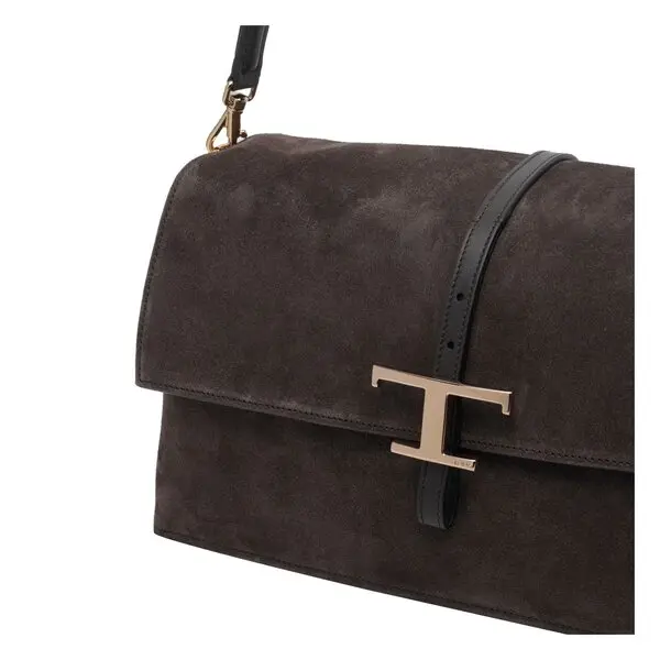 TOD'S Small Timeless Flap Suede Shoulder Bag - Brown