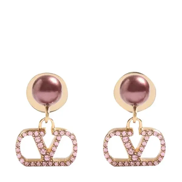 Valentino Garavani Vlogo Signature Pearl And Crystal Earrings - Gold