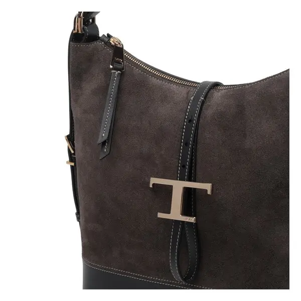 TOD'S Small Suede Timeless Backpack And Shoulder Bag - Brown