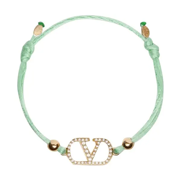 Valentino Garavani Strass Vlogo Signature Bracelet - Green