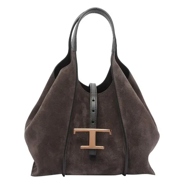 TOD'S Suede T Timeless Shopping Bag - Brown