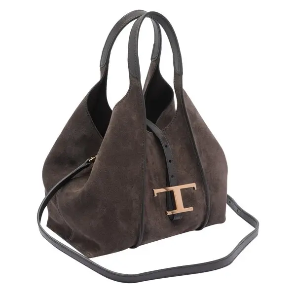 TOD'S Suede T Timeless Shopping Bag - Brown