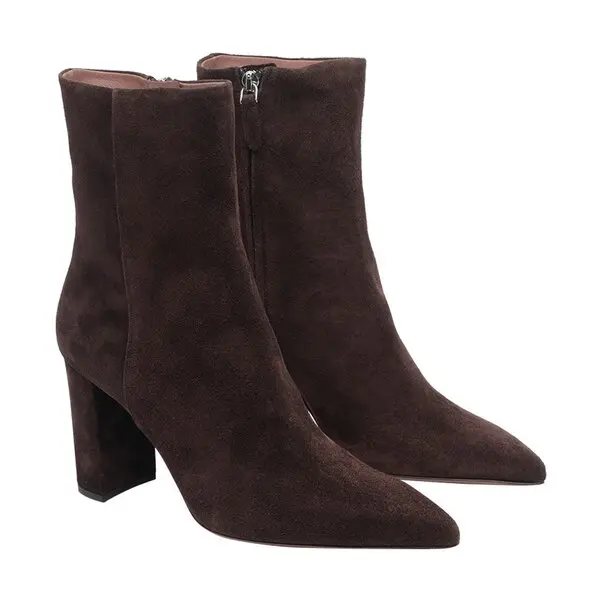 Paris Texas Anja Suede Zip Up Ankle Booties - Brown