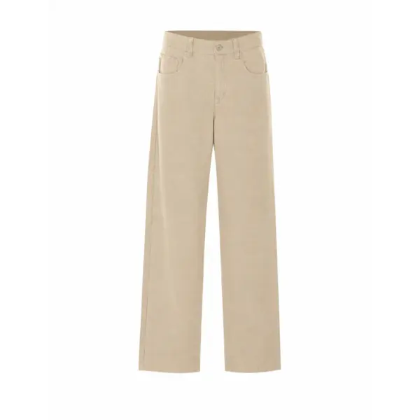 Brunello Cucinelli Beige Velvet Wide Leg Trousers - Cream
