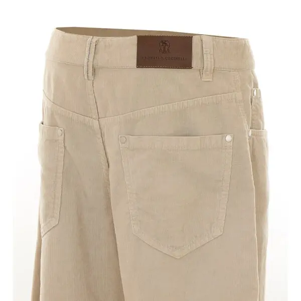 Brunello Cucinelli Beige Velvet Wide Leg Trousers - Cream