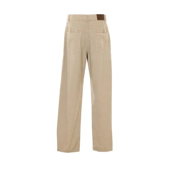 Brunello Cucinelli Beige Velvet Wide Leg Trousers - Cream