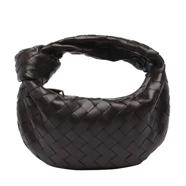 Bottega Veneta Mini Jodie Woven Leather Handbag - Brown