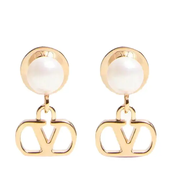 Valentino Garavani Vlogo Signature Pearl Drop Earrings - Gold