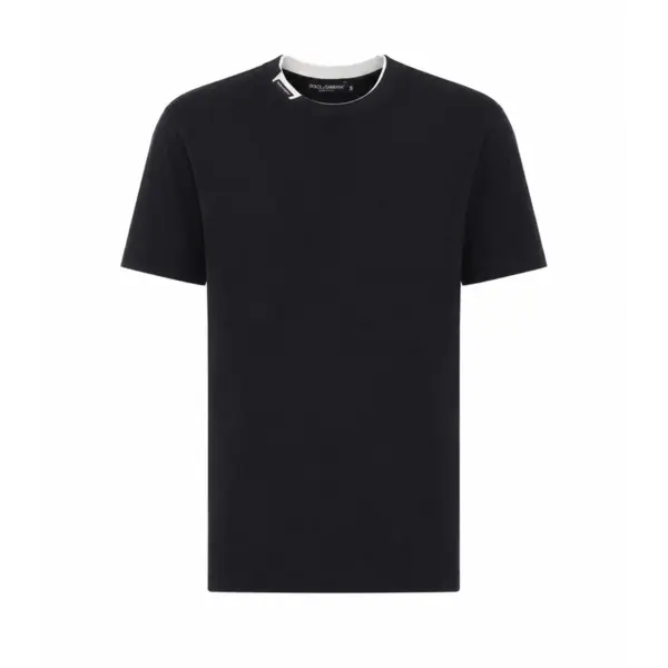 Dolce & Gabbana T-shirt With Logo On Neck - Blue