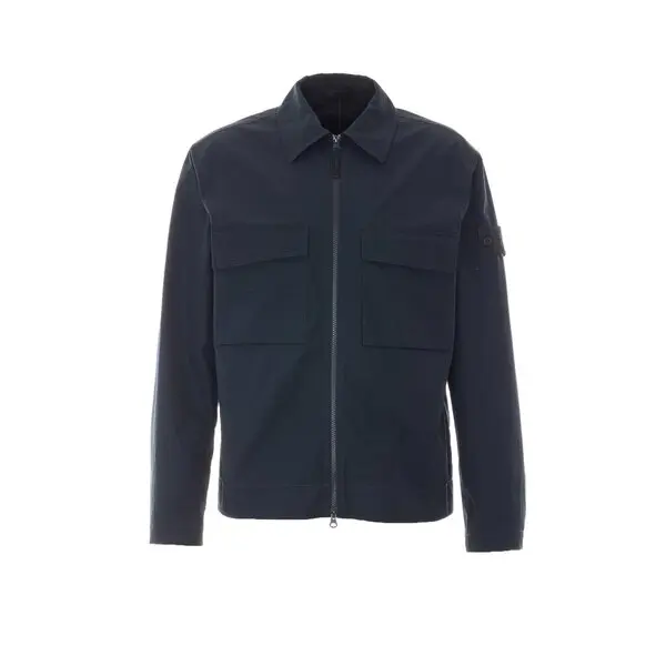 Stone Island Logo Zipped Overshirt - Blue