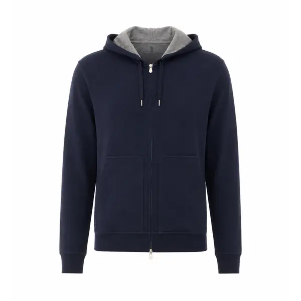 Brunello Cucinelli Double Fabric Zip-up Hoodie - Blue
