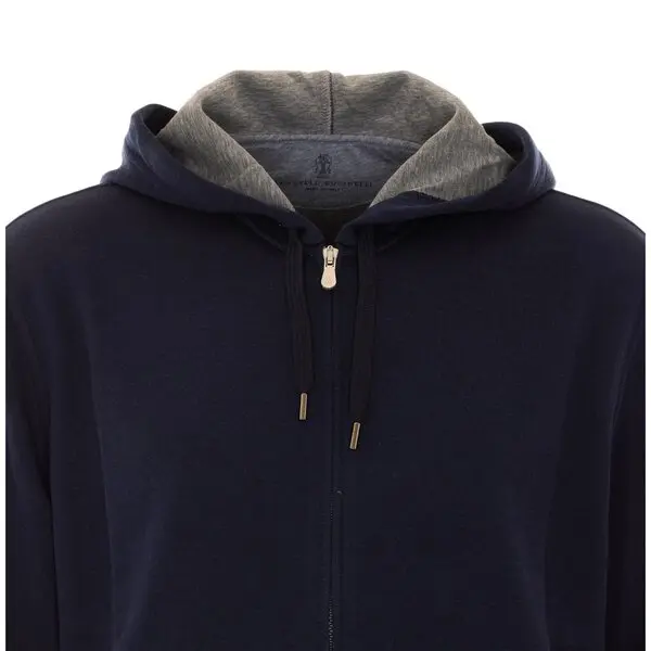 Brunello Cucinelli Double Fabric Zip-up Hoodie - Blue