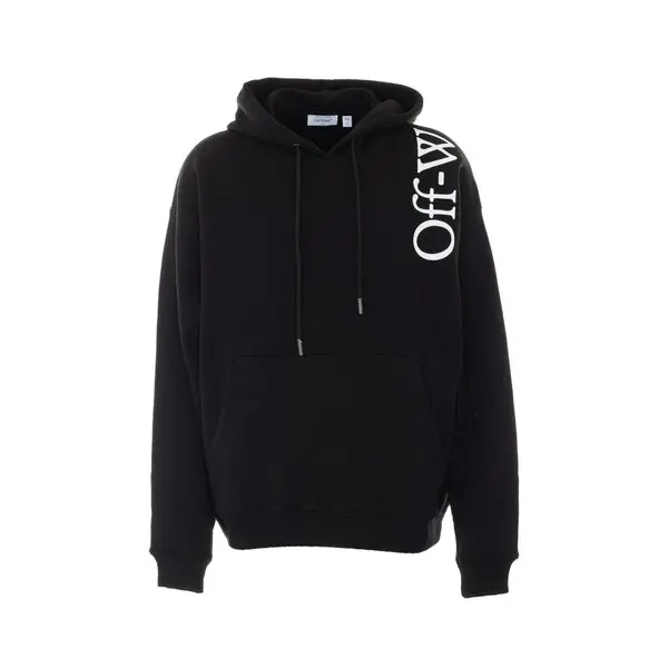 Off-White Hooded Long-sleeve Graphic Print Hoodie - Black