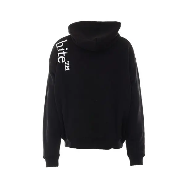 Off-White Hooded Long-sleeve Graphic Print Hoodie - Black