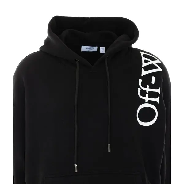 Off-White Hooded Long-sleeve Graphic Print Hoodie - Black