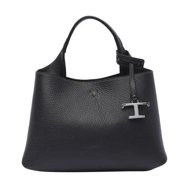 TOD'S Micro Leather Handbag With T Timeless Logo - Black