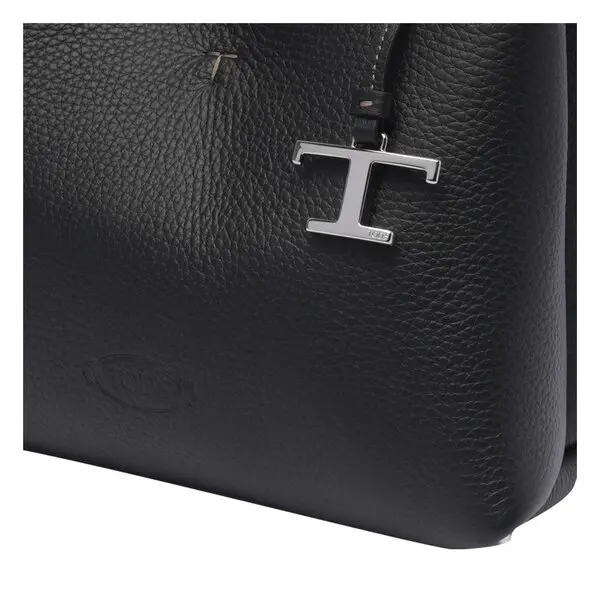 TOD'S Micro Leather Handbag With T Timeless Logo - Black