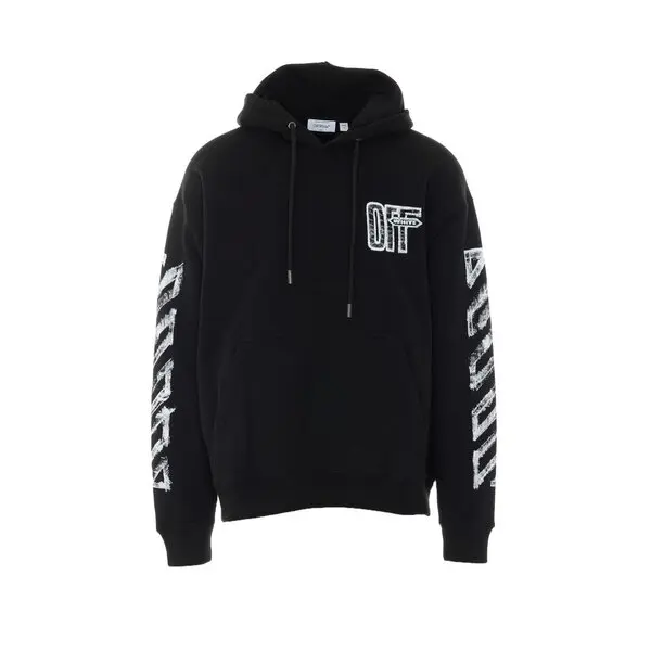 Off-White Graphic Print Hooded Sweatshirt - Black