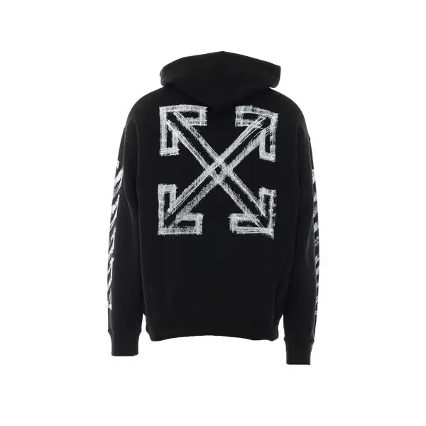 Off-White Graphic Print Hooded Sweatshirt - Black